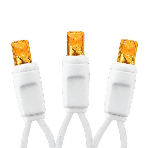 White Wire Wide Angle Amber (orange)50 Bulb LED Christmas Lights Sets ...