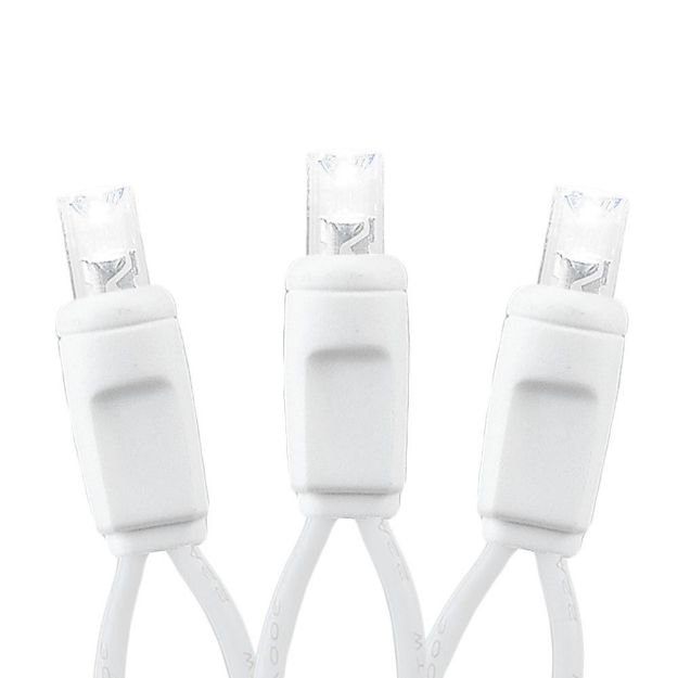 Pure White 100 LED Christmas Lights Sets 50 Long on White WireNovelty ...