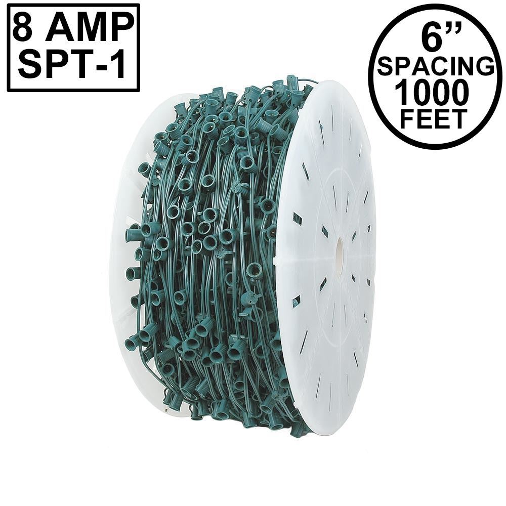 C9 1000 Foot Bulk Spool with 6" Spacing on Green WireNovelty Lights ...