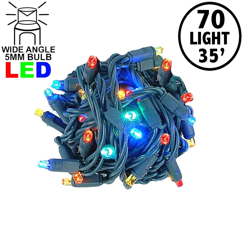 Wide Angle Multi Color 70 Bulb LED Christmas Lights SetsNovelty Lights ...