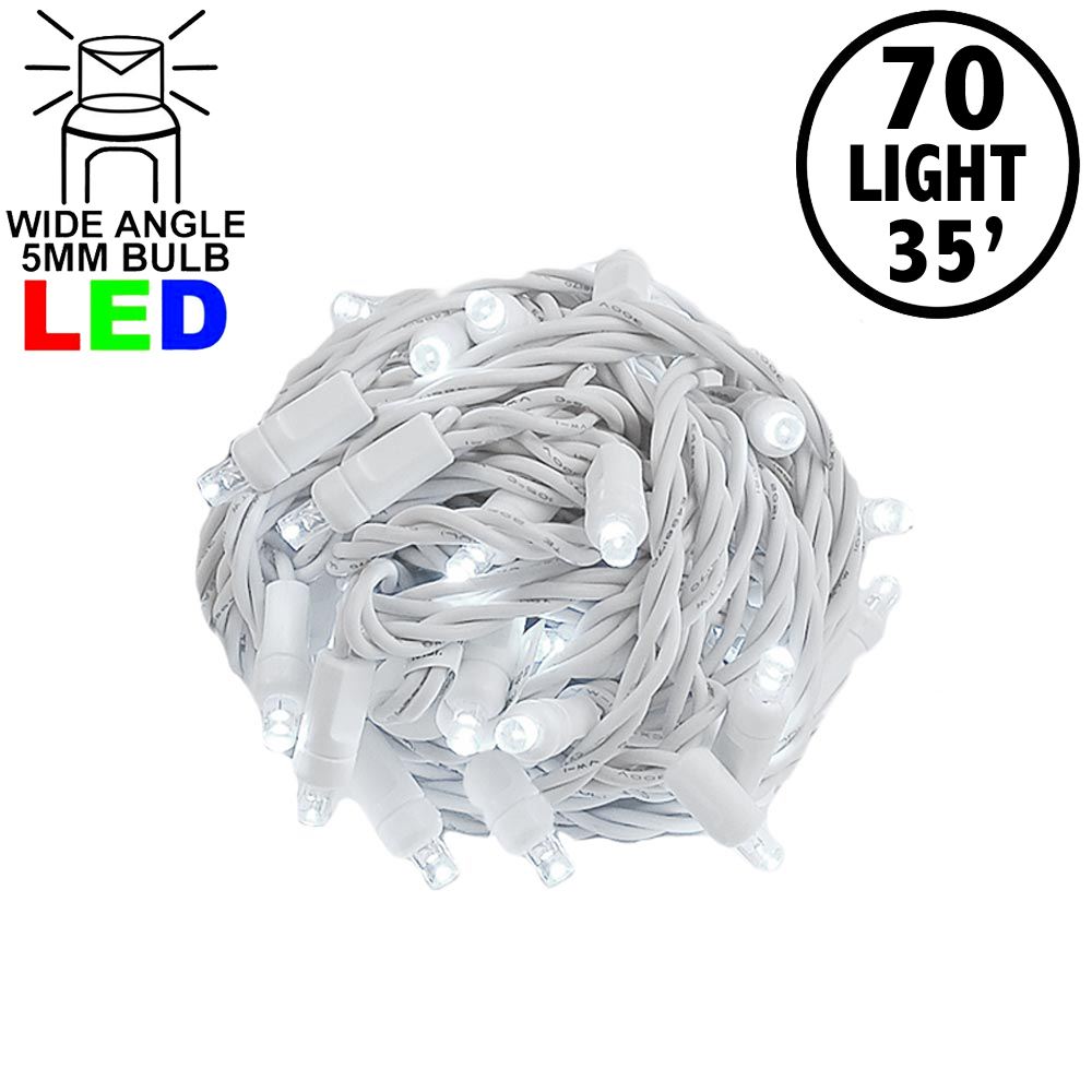 Wide Angle Pure White 70 Bulb LED Christmas Lights SetsNovelty Lights ...