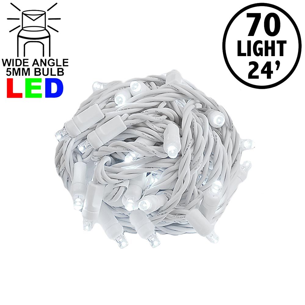 Wide Angle Pure White 70 Bulb LED Christmas Lights SetsNovelty Lights ...