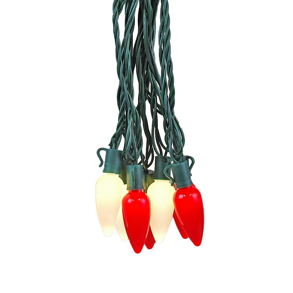 Commercial Grade LED Ceramic C9 Light Sets with Red & Warm White Bulbs ...