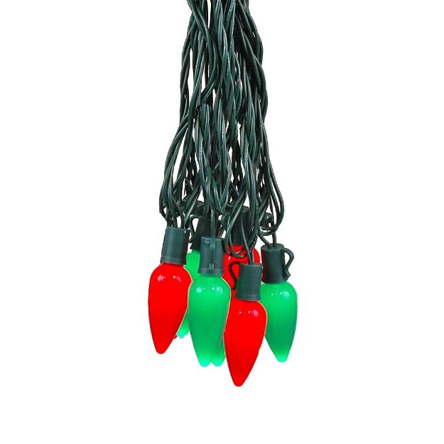 Commercial Grade LED Ceramic C9 Light Sets with Red & Green Bulbs ...