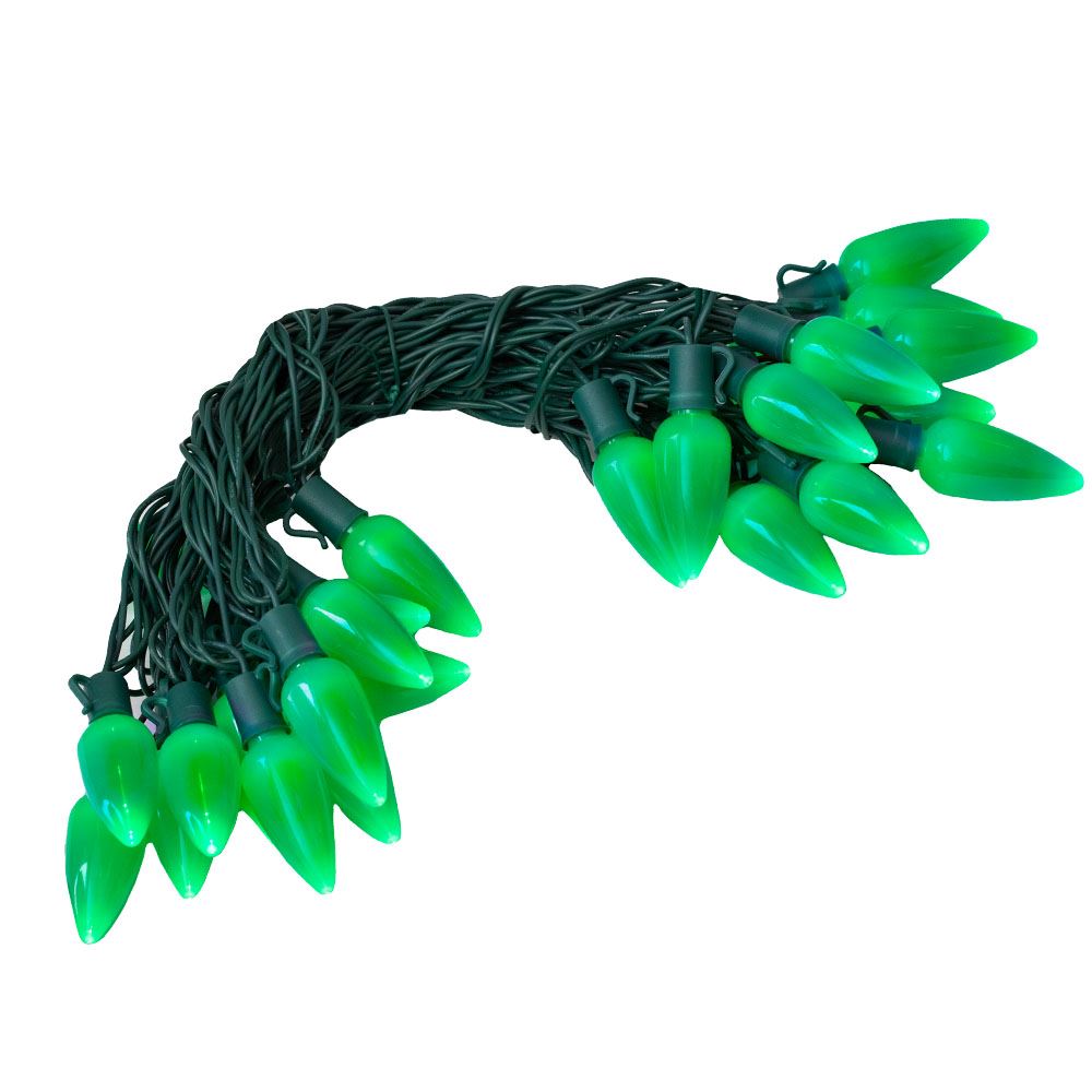 Commercial Grade LED Ceramic C9 Light Sets with Green Bulbs - Novelty ...