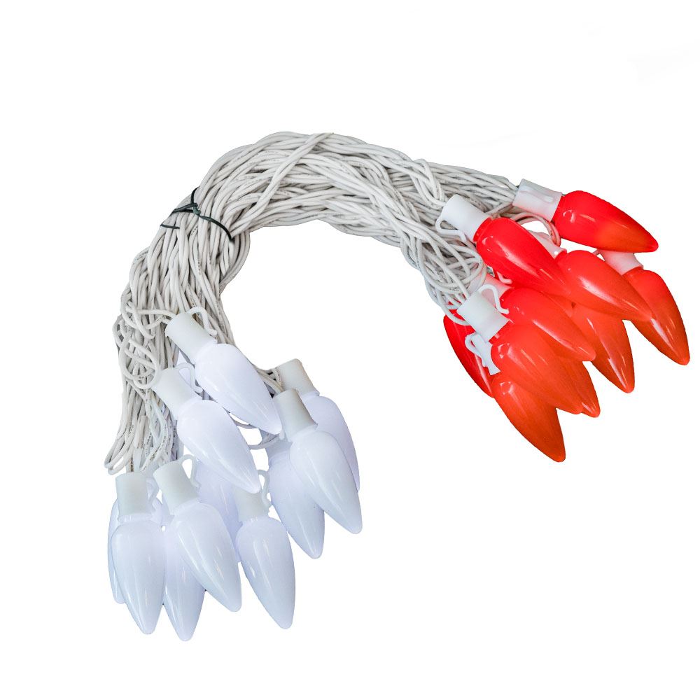 Commercial Grade LED Ceramic C9 Light Sets with Red & Pure White Bulbs ...