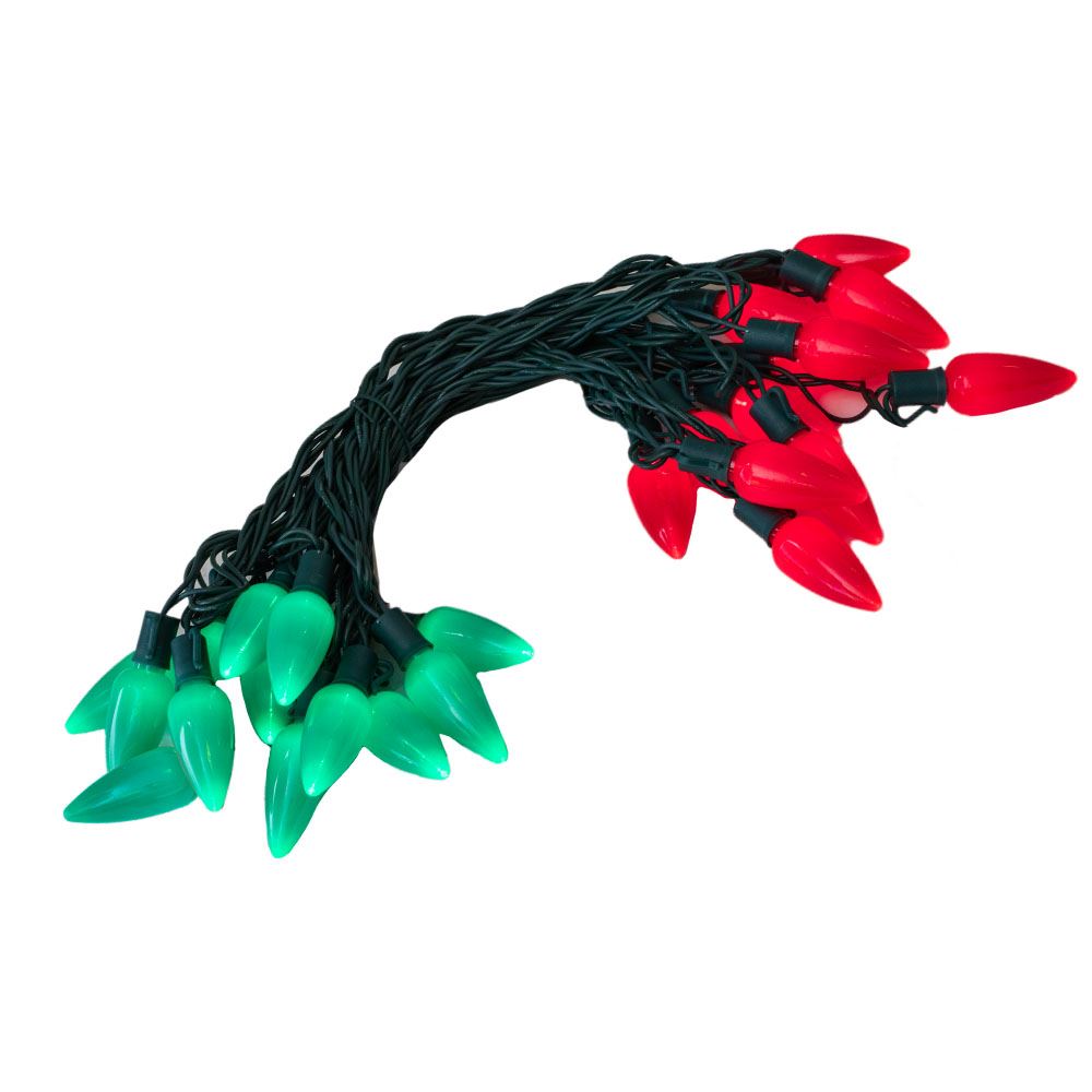Commercial Grade LED Ceramic C9 Light Sets with Red & Green Bulbs ...