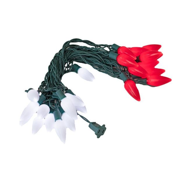 Commercial Grade LED Ceramic C9 Light Sets with Red & Pure White Bulbs ...