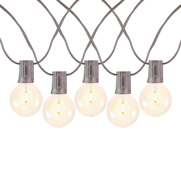 Warm White LED G40 Globe/Round Outdoor String Light Set on Black Wire ...