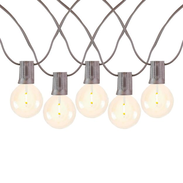 Warm White LED G50 Globe/Round Outdoor String Light Set on Brown Wire ...