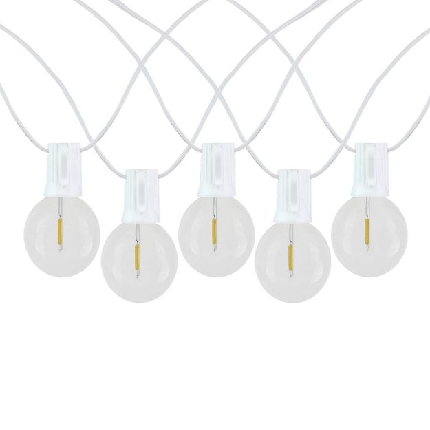 Warm White LED G50 Globe/Round Outdoor String Light Set on Black Wire ...