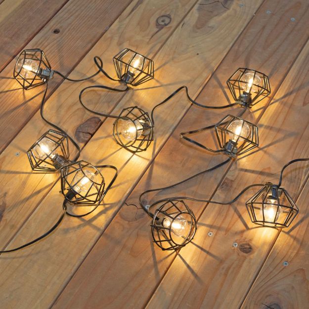 Warm White LED G40 Cafe Cage Lampshade Globe/Round Outdoor String Light ...