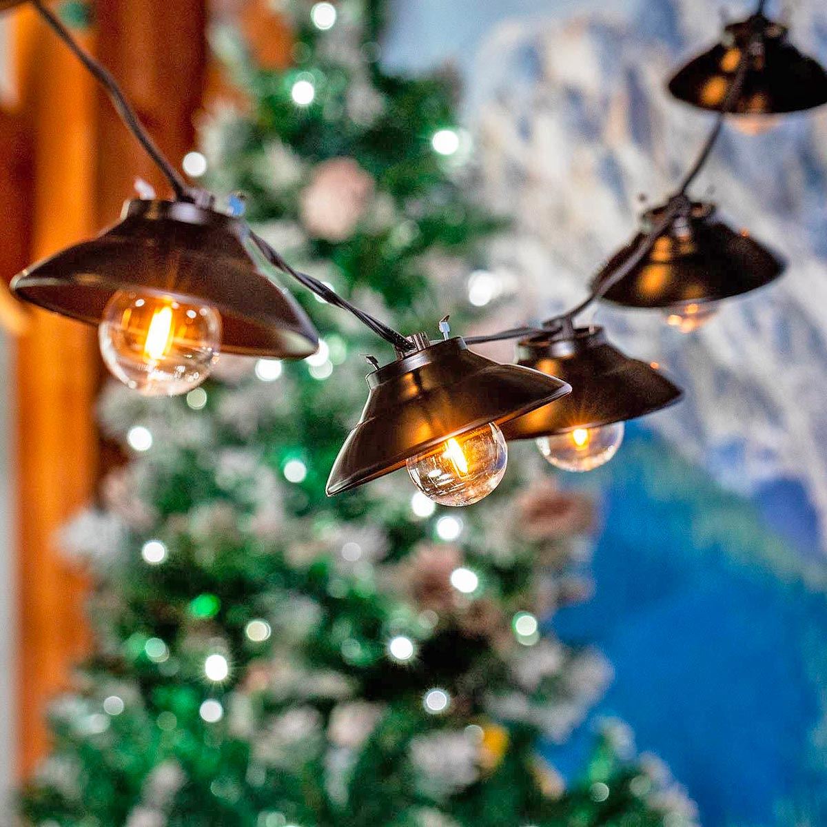 Warm White LED G40 Bistro Lampshade Globe/Round Outdoor String Light ...