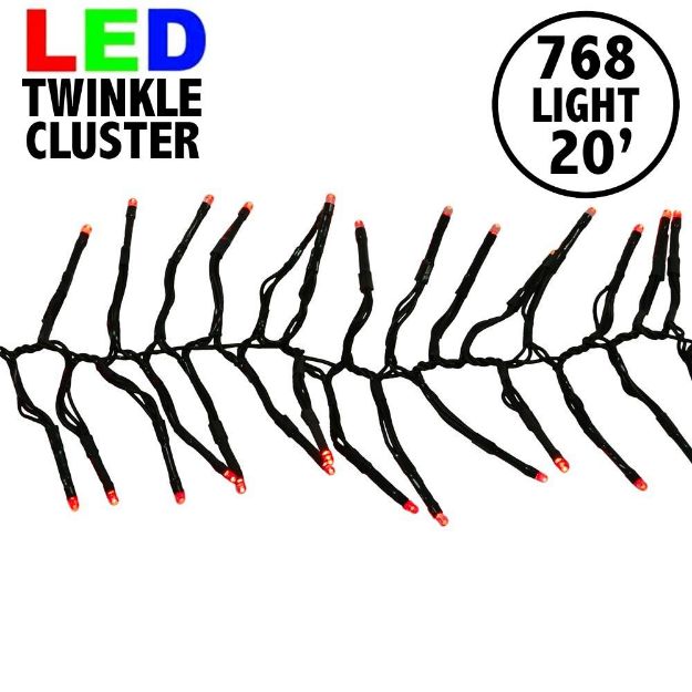 LED Twinkling Cluster Rice Light Set - 768 Red Lights On Green ...