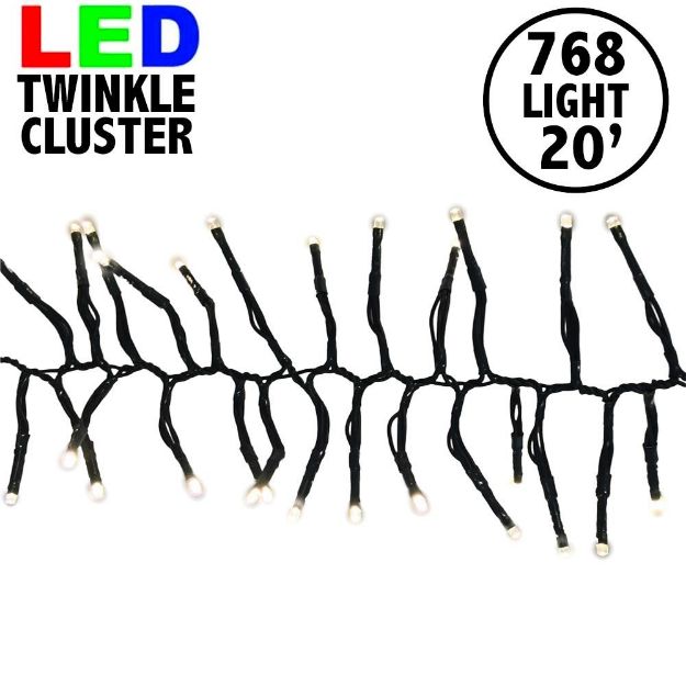 LED Twinkling Cluster Rice Light Set - 768 Warm White Lights On Green ...