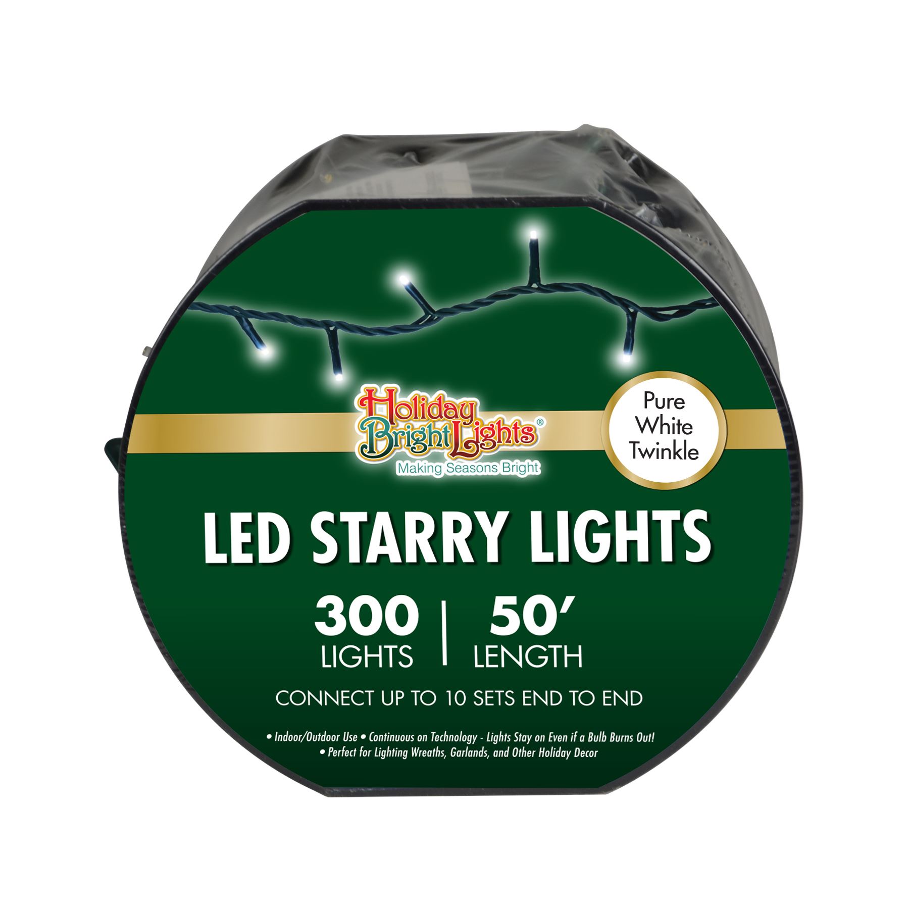 LED Twinkling Rice Light Set - 300 Pure White Lights On Green ...