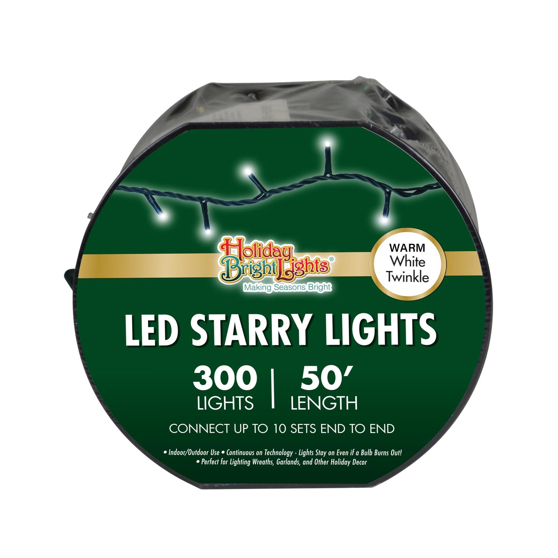 LED Twinkling Rice Light Set - 300 Warm White Lights On Green ...