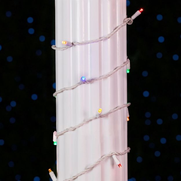 20 Light Multi LED Christmas Light Set Non-Connectable White Wire ...