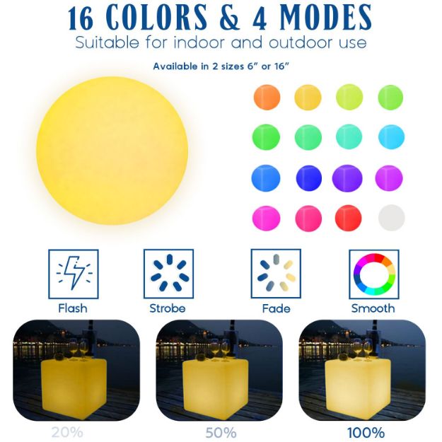 6" RGBW Sphere Light Rechargeable Color Changing LED with RemoteNovelty ...