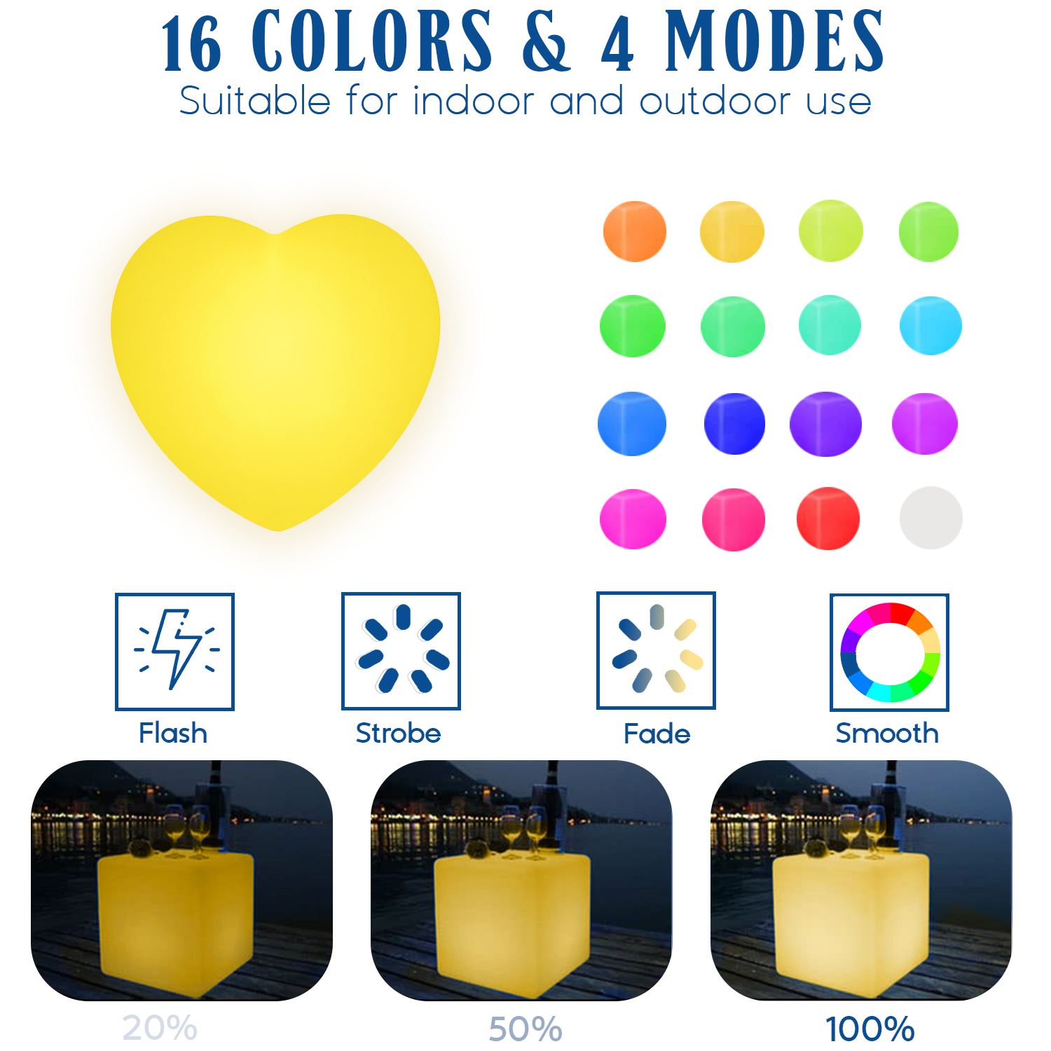 12" RGBW Heart Light Rechargeable Color Changing LED with RemoteNovelty ...