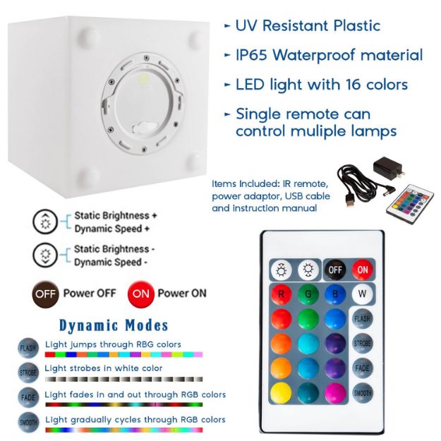 16" RGBW Sphere Light Rechargeable Color Changing LED with ...