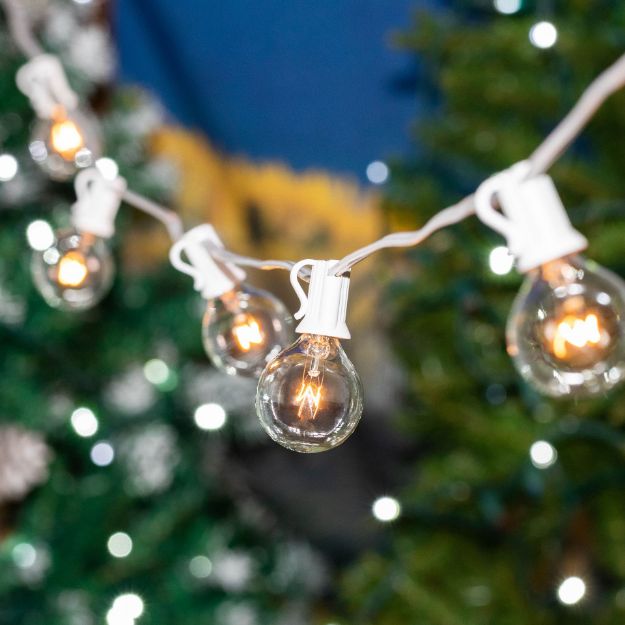 100 Clear G40 Globe/Round Outdoor String Light Set on White Wire ...