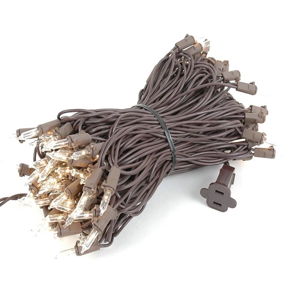 Clear Christmas Mini Lights Set 100 Light Brown Wire 50 Feet - Novelty ...