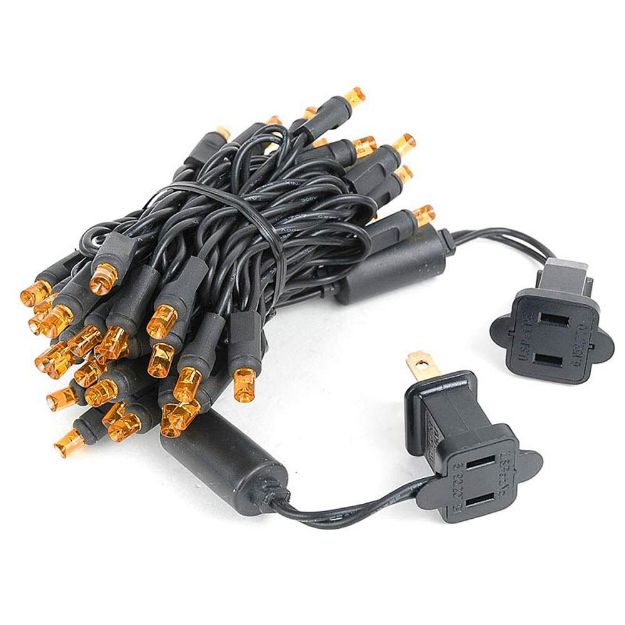 Black Wire Wide Angle Amber (orange)50 Bulb LED Christmas Lights Sets ...