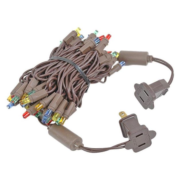 50 Wide Angle Multi LED Mini Christmas Lights Sets 11 Feet on Brown ...