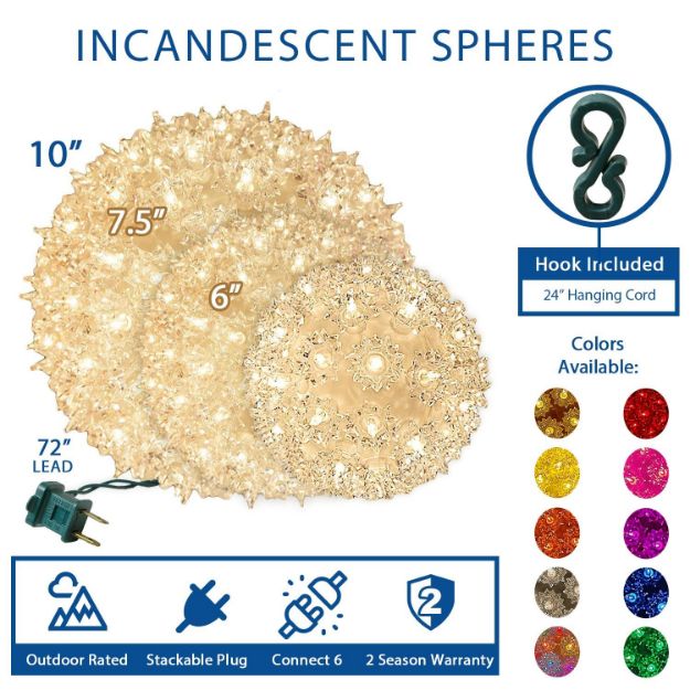 Clear 6" Starlight Sphere 50 Light Mini Christmas Light BallNovelty ...