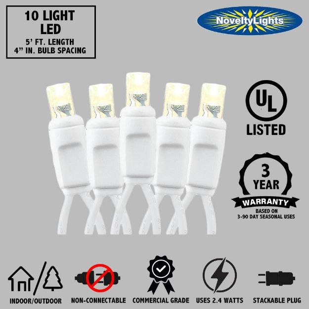 10 Light Warm White LED Christmas Light Set Non-Connectable - Novelty ...