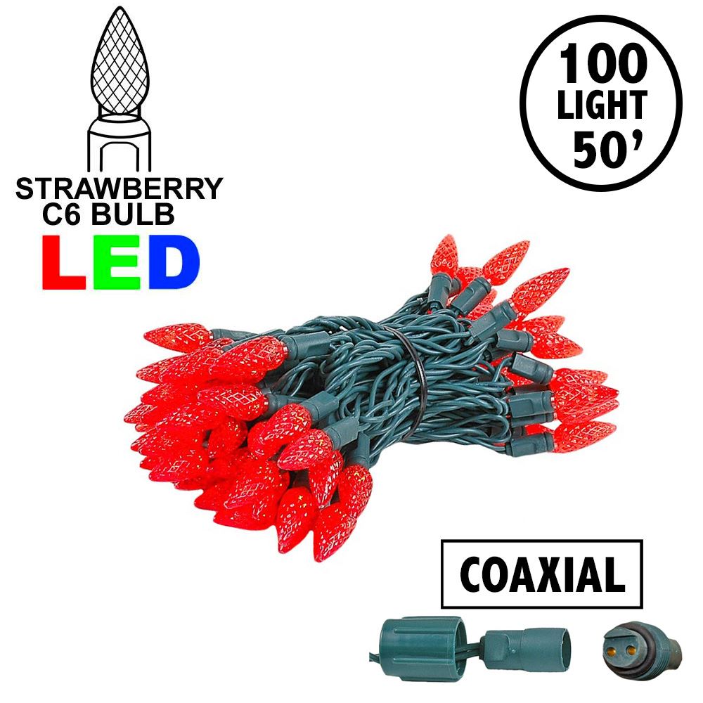 Commercial Coaxial C6 LED 100 Light Red Strawberry Mini LightsNovelty ...
