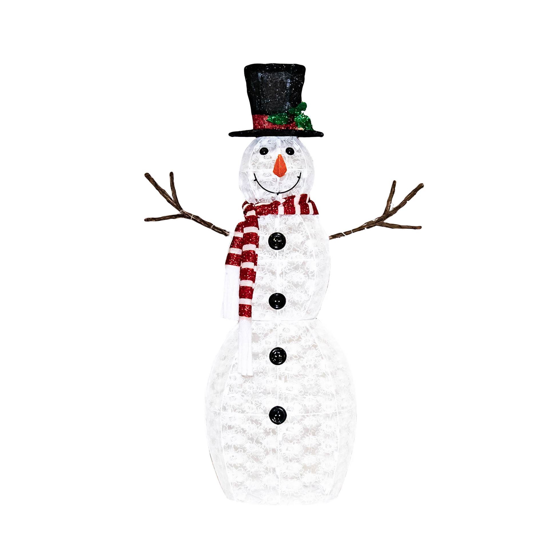 48 in. Snowflake Fabric Snowman with 120 Cool White LED Lights ...