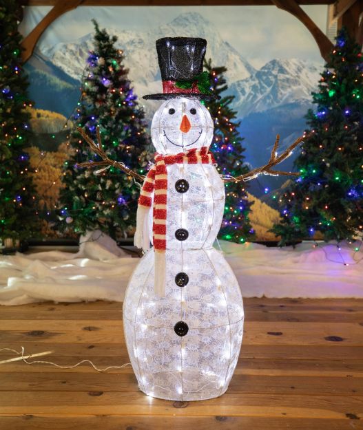 48 in. Snowflake Fabric Snowman with 120 Cool White LED Lights ...