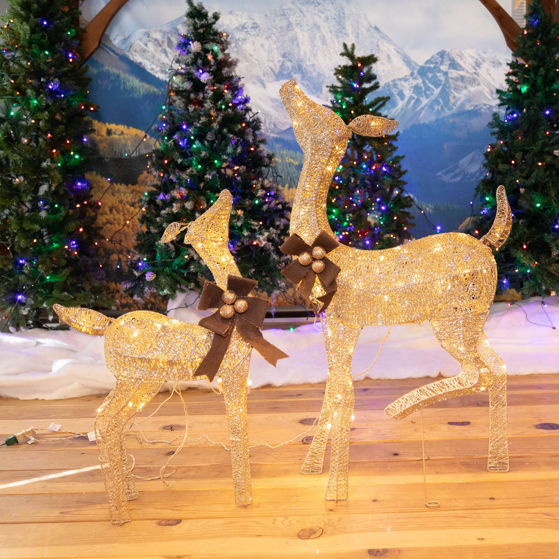38 in. and 28 in. Fawn and Doe Decoration with LED Lights - Novelty ...