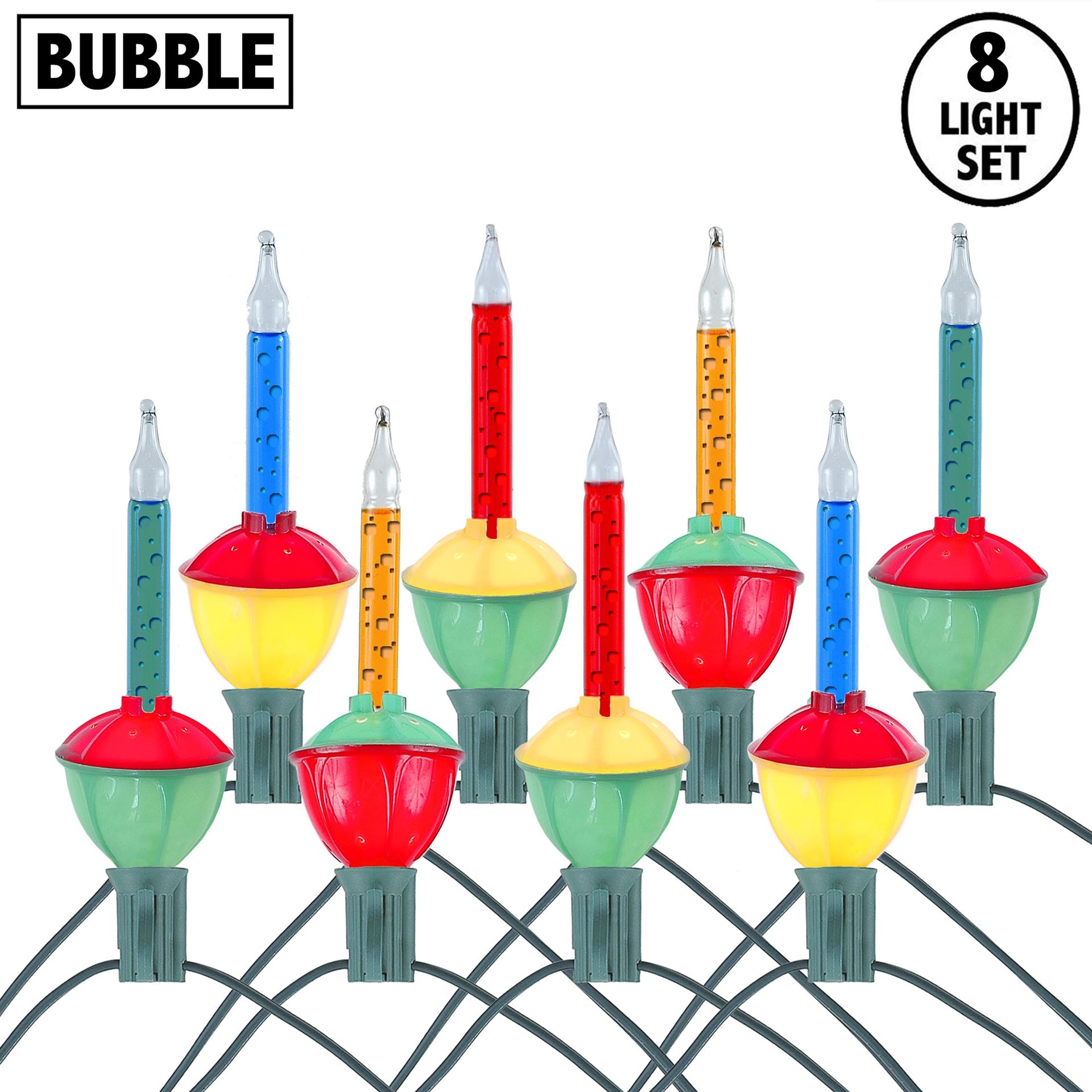 8 Light Traditional Bubble Light Set Red/Blue/Orange/Green - Novelty ...