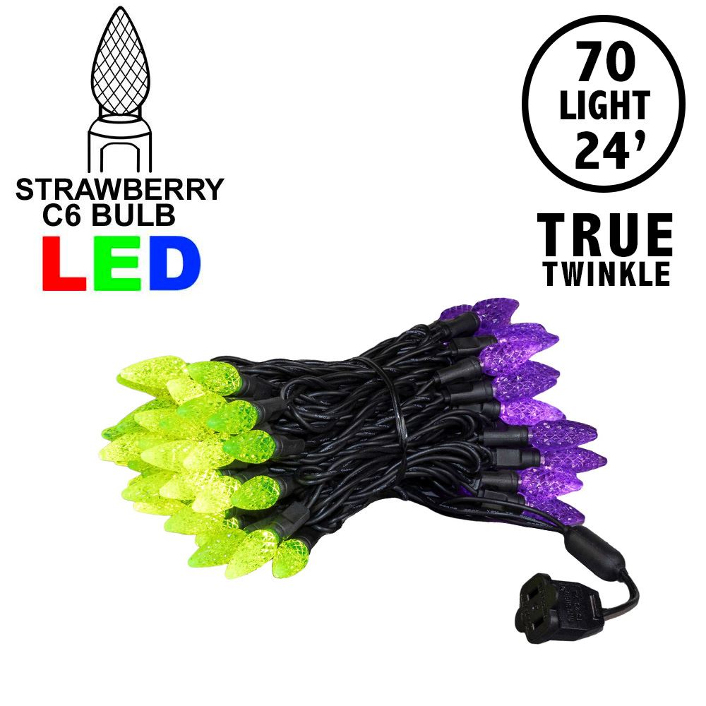 True Twinkle Commercial C6 LED 70 Light Purple and Lime Strawberry Mini ...