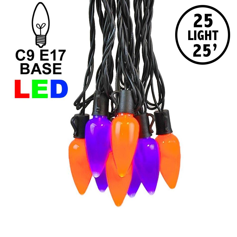 Commercial Grade LED Ceramic C9 Light Sets with Purple & Orange Bulbs ...