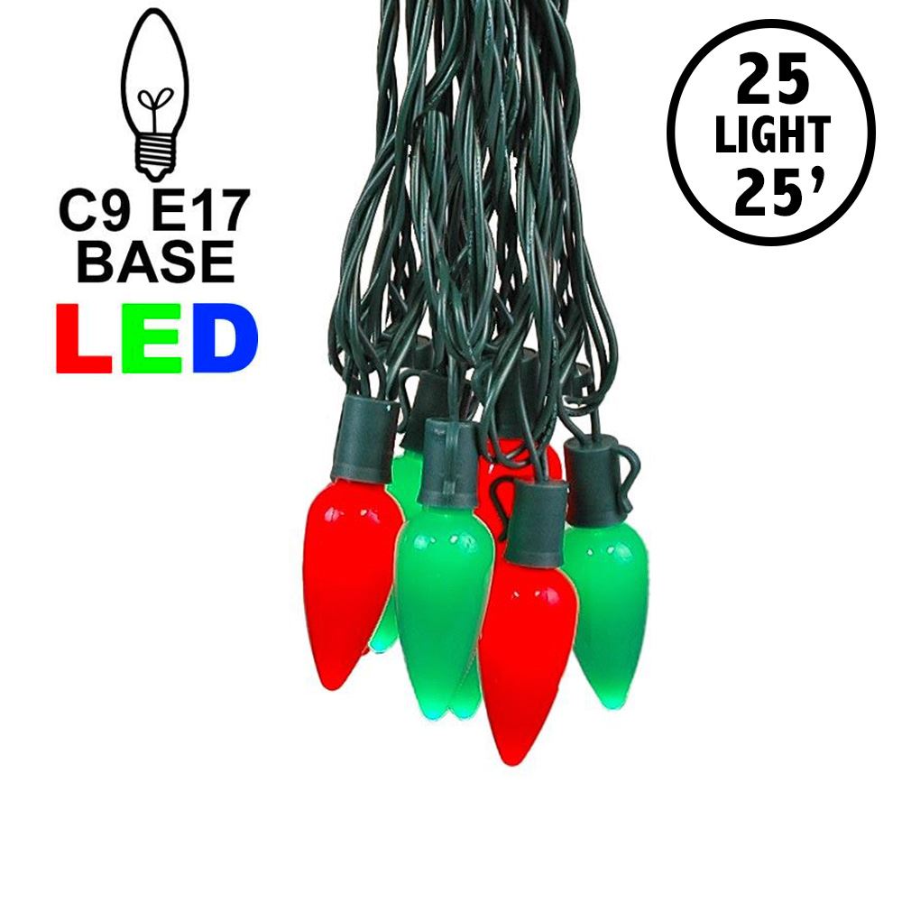 Commercial Grade LED Ceramic C9 Light Sets with Red & Green Bulbs ...