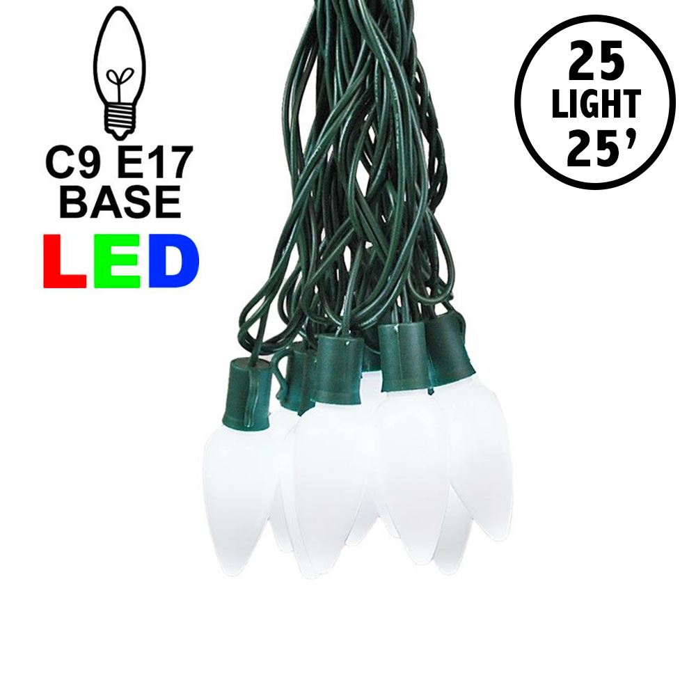 Commercial Grade LED Ceramic C9 Light Sets with Pure White Bulbs ...