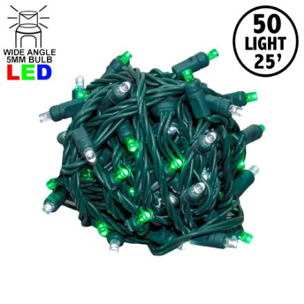 50 Light Concave 5mm Wide Angle LED Mini Christmas Lights - Novelty ...