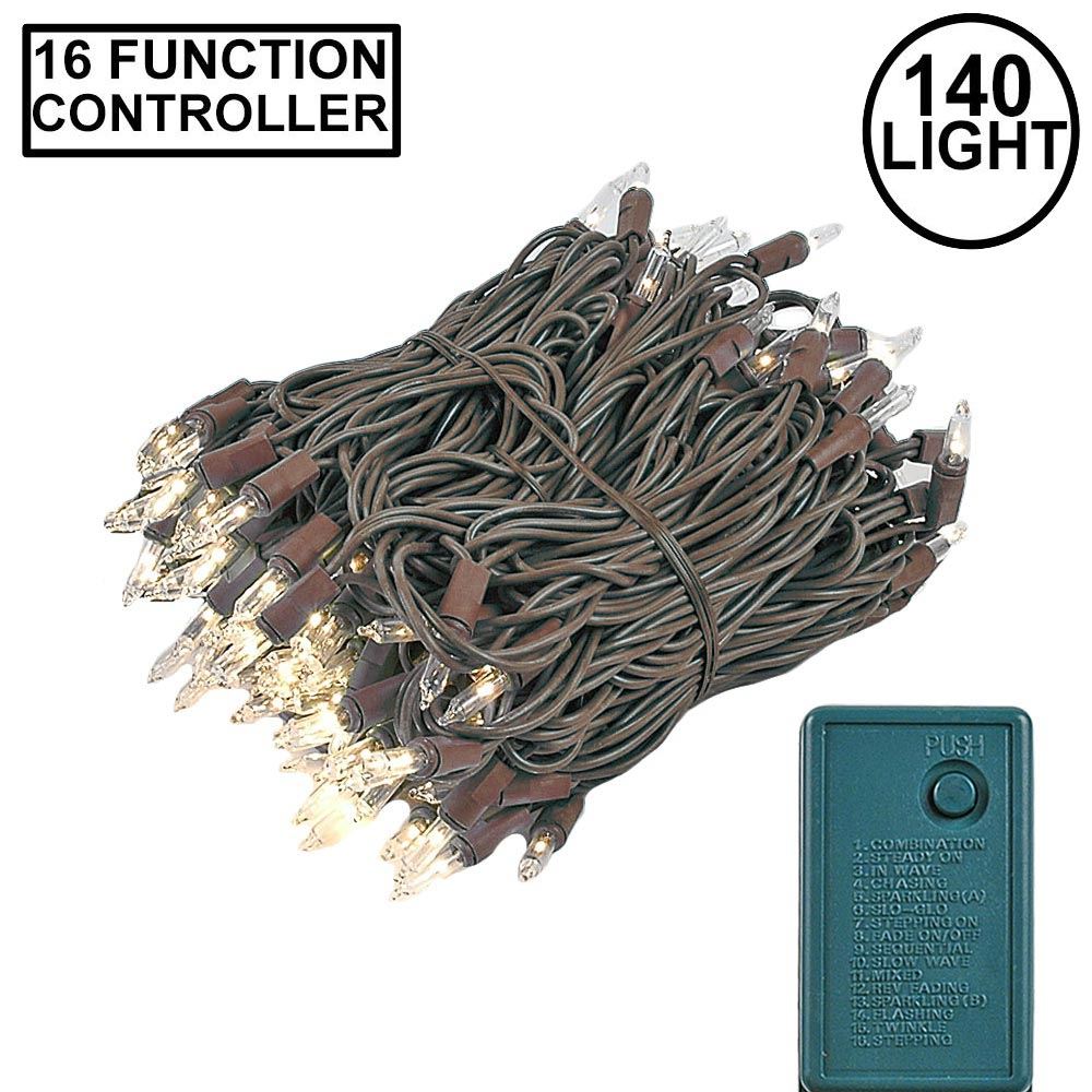140 Light Chasing Clear Multi Function Mini Lights on Brown Wire ...