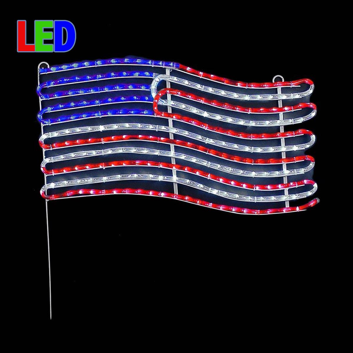 24" LED American Flag Patriotic Rope Light Motif - Novelty Lights ...