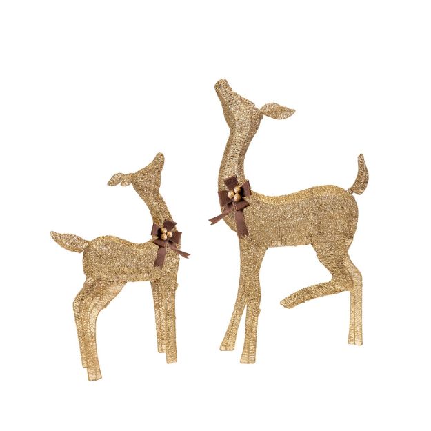 38 in. and 28 in. Fawn and Doe Decoration with LED Lights - Novelty ...