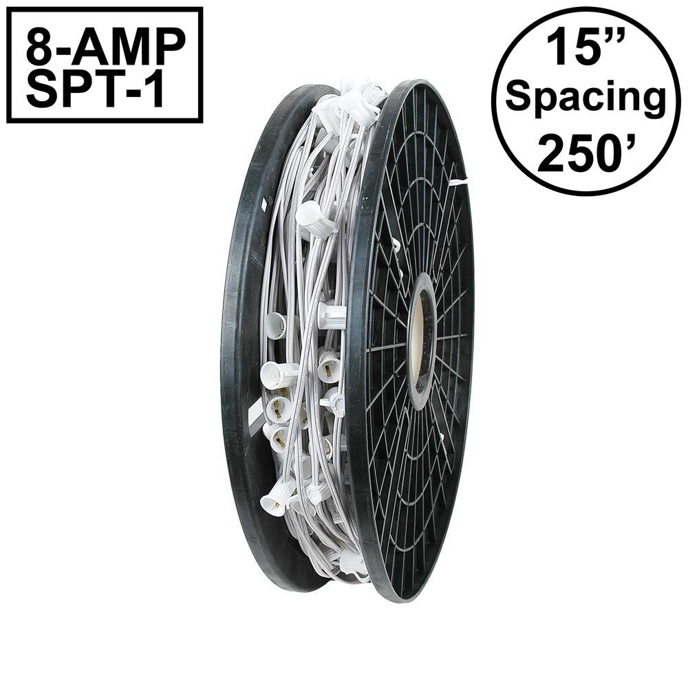 C7 250 Foot White Wire Bulk Spool with 15" Spacing - Novelty ...