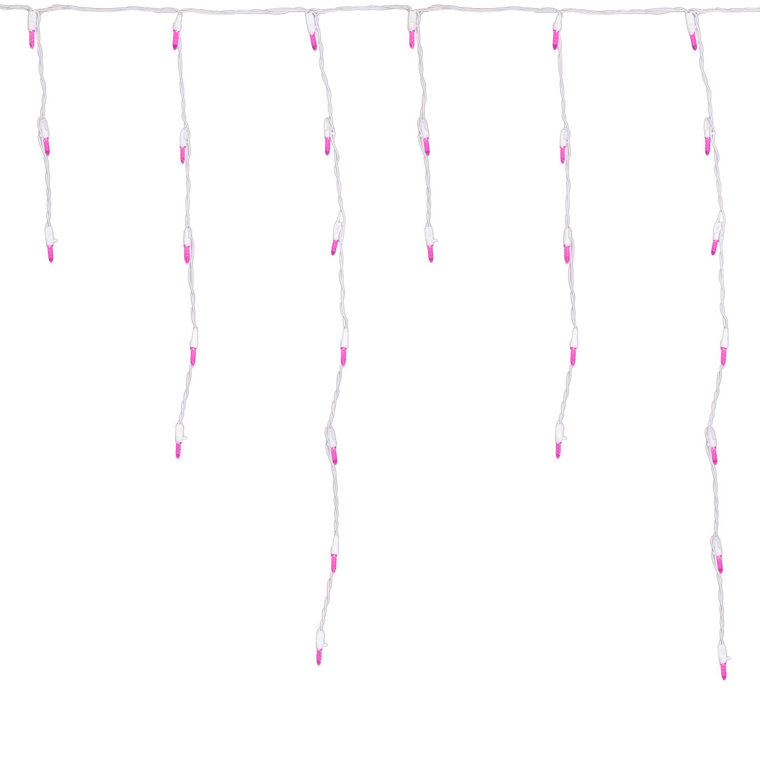 Pink LED Icicle Lights on White Wire - Novelty Lights Inc Novelty ...