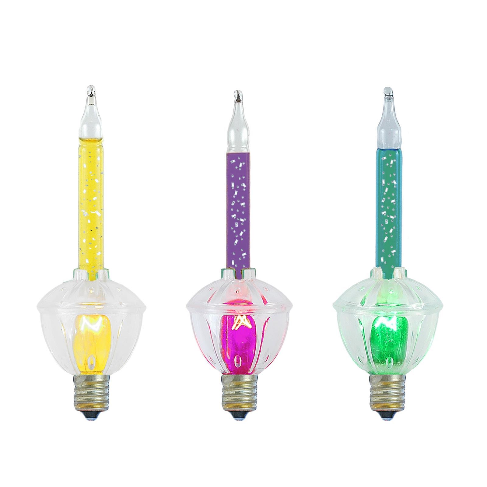 Yellow/Purple/Green 7 Light Traditional Bubble Light Set with Glitter ...