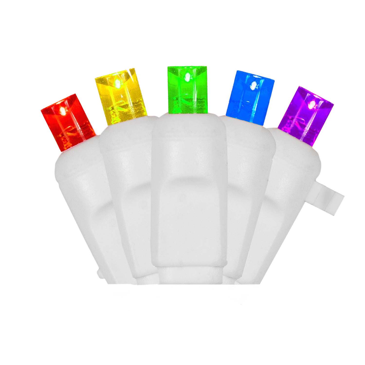 Multi LED Icicle Lights on White Wire - Novelty Lights Inc Novelty ...