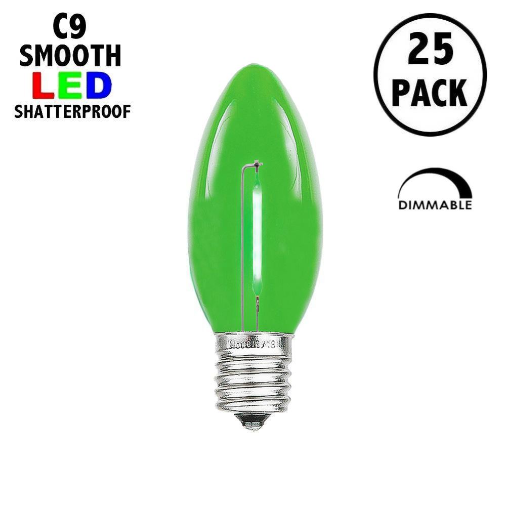 LED Plastic Filament Green C9 Replacement Christmas Lights 25 ...
