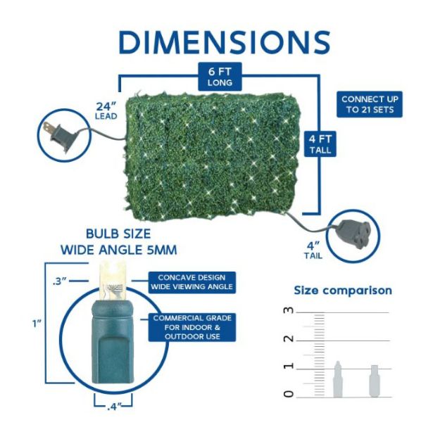 Pure White LED Net Lights 4' X 6' White Wire- Novelty Lights IncNovelty ...